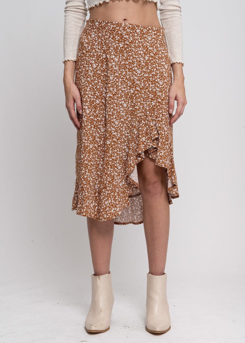 Falda midi olanes asimétrico