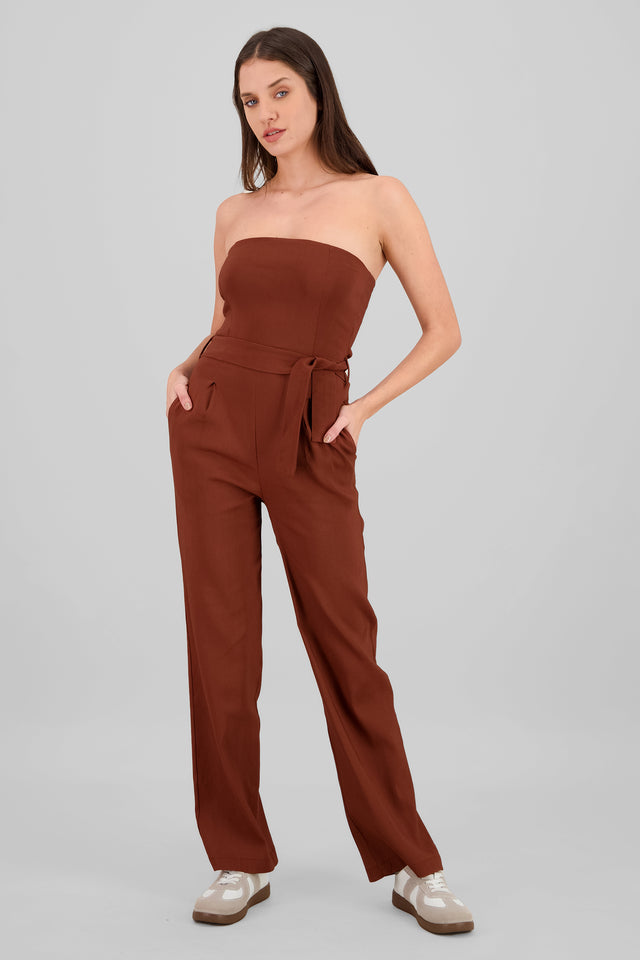 Jumpsuit strapless detalle cinturon