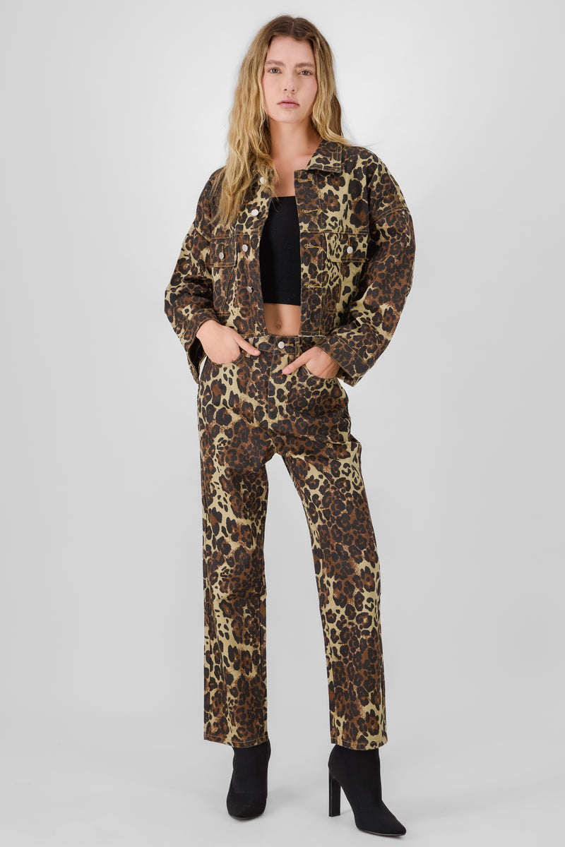 Pantalon denim animal print