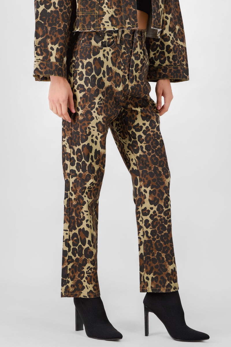 Pantalon denim animal print