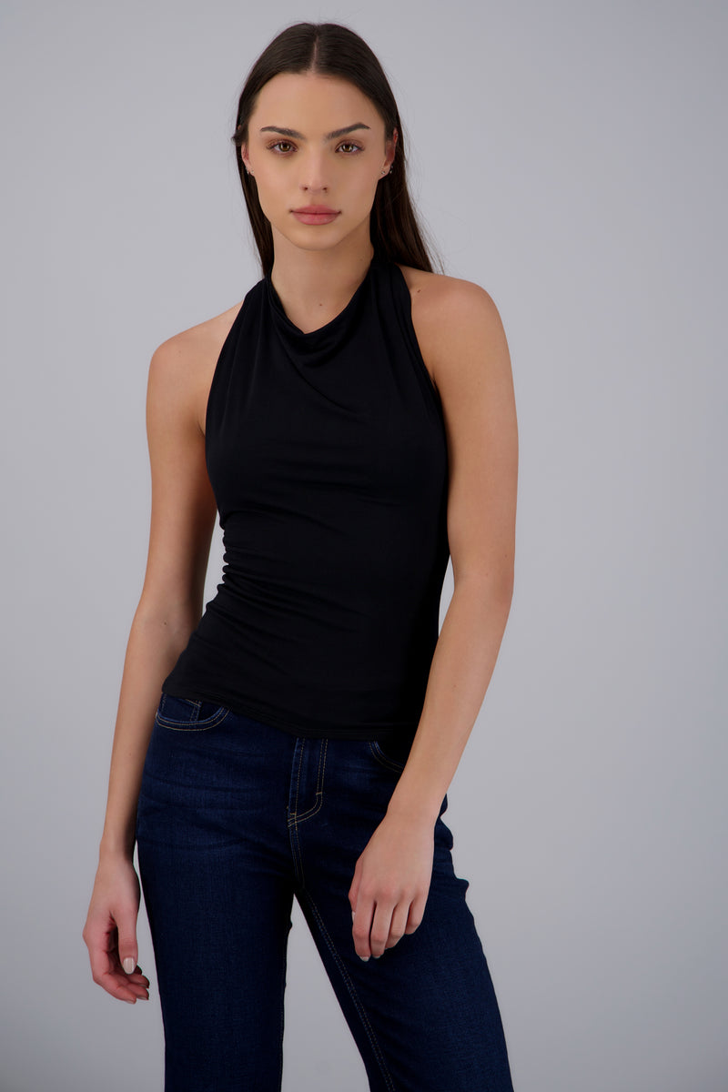 Top cuello cascada halter