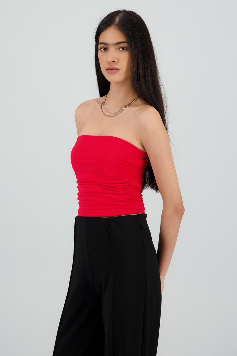 Top tubo strapless drapeado